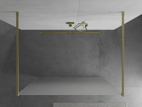 Mexen Kioto, sprchová zástěna Walk-In 110 x 200 cm, 8mm sklo námraza, zlatý matný profil, 800-110-002-55-30