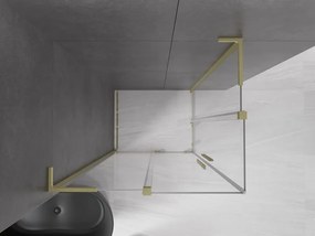 Mexen Velar L Duo, sprchový kout s posuvnými dveřmi 100 x 90 cm, 8mm čiré sklo, zlatá matná, 871-100-090-02-03-55