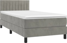 Box spring postel s matrací světle šedá 100x200 cm samet 3141407