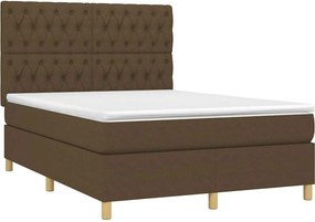 Box spring postel s matrací a LED tmavě hnědá 140x190 cm textil 3135672