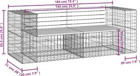 Zahradní lavice gabionový design 184x71x65,5cm masivní borovice 3196236