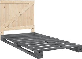 Rám postele s čelem šedý 100 x 200 cm masivní borové dřevo 3281563