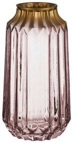 Váza Zlatá Růžový Sklo (13 x 23,5 x 13 cm)