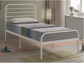 Bílá kovová postel BOLONIA 90 x 200 cm