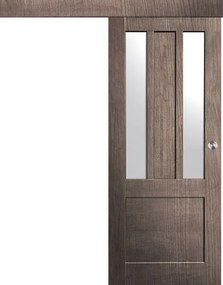 posuvné interiérové dveře na stěnu vasco doors LISBONA model 4 Průchozí rozměr: 70 x 197 cm, Orientace dveří: Levé dveře, Dekor: Dub rustikální