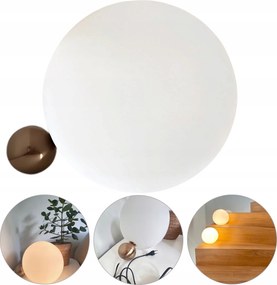 Stolní Lampa, Koule 18 CM, Skleněná, Bílá, Moderní Loft Žárovka