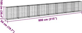 Gabionový koš s víkem 800 x 50 x 100 cm pozinkované železo 3295149