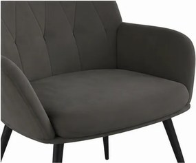 relaxační křeslo, odpočinkové, dřevo/kov/samet, 96x69x78 cm, nohy černé/tmavě šedá, Dekorino KR20260064