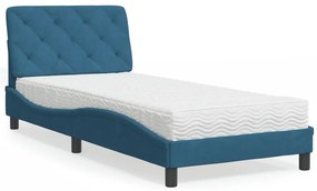 Postel s matrací modrá 90 x 200 cm samet 3208638