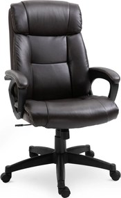HOMCOM Ergonomická Nastavitelná Kancelářská Židle s Otočnými Kolečky 360° a Syntetickým PU Potahem 64 x 73 x 106-115,5 cm Čokoládová | Aosom
