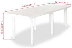 Zahradní stůl bílý 210 x 96 x 72 cm plast - Default Title