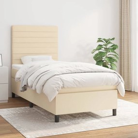 Box spring postel s matrací krémová 90x200 cm textil 3141830