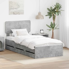 Rám postele s čelo Betonově Šedá 90 x 190 cm Dřevěný materiál 3412230