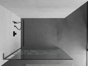 Mexen Kioto L, sprchová zástěna Walk-In 120 x 200 cm, 8mm čiré sklo bílý vzor, ​​grafitový profil, 800-120-103-66-85