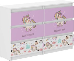 Wooden Toys Dětská komoda R-120 Růžový jednorožec