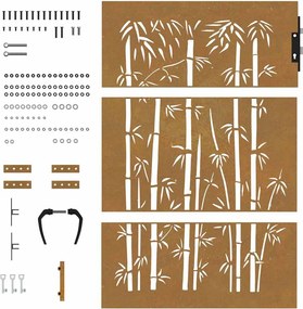 Zahradní branka 85 x 125 cm corten ocel bambusový design 153234