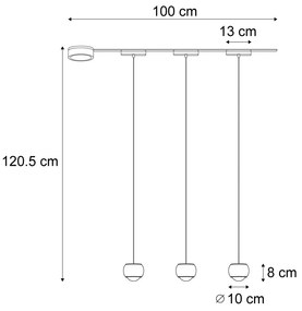 Moderní kolejnicový systém se 3 černými závěsnými světly 1-fázový - Magnetic Lance