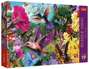 Puzzle Premium Plus - Čajový čas: Zahrada kolibříků 1000 dílků 68,3x48cm v krabici 40x27x6cm
