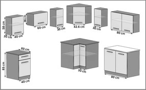 Kuchyňská linka Belini 360 cm dub sonoma s pracovní deskou Lidiauniqa3