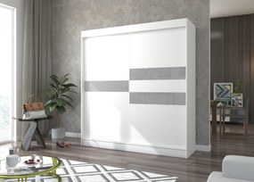 ADRK Furniture Skříň s posuvnými dveřmi a lacobelem BATIA 200 ADRK-SW-BAT-W-GL-200