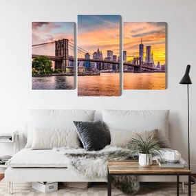 Vícedílný obraz New York City Panoramatická Krajina Nedostatek Nedostatek Přírodní plátno 60x40