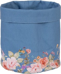Modrý bavlněný košík na pečivo Flower & Fiesta - Ø 15*16 cm