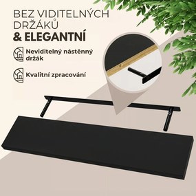 Nástěnná police FIGO + konzole, 110cm, černá Casaria