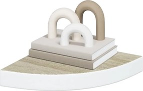 Nástěnné rohové police 4 ks dub a bílé 25 x 25 x 3,8 cm MDF 326632