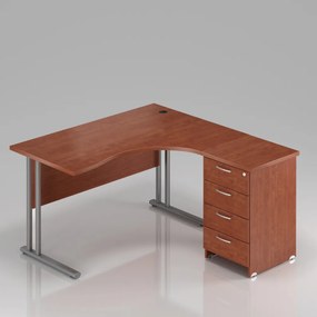 Kancelářský stůl rohový pravý Komfort, kovová podnož, 140x70/100x76 cm BPR18 03