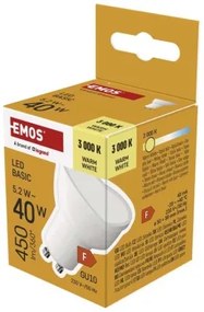 Emos lighting LED žárovka Basic MR16 / GU10 / 5,2 W (40 W) / 450 lm / teplá bílá 1525730235