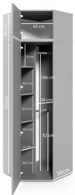 Eka Nadstavba rohové skříně Trinity 43 cm Barva dřeva: Dub Artisan + Černá
