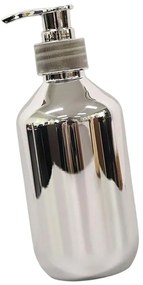 Elegantní Dávkovač tekutého mýdla, stříbrná metalíza, kov, 300ml, 16.6x6.5 cm