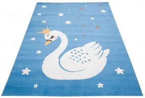 Dětský kusový koberec JOLLY DY94C Labuť modrý Rozměr: 80x150 cm