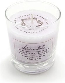 Svíčka z palmového vosku ve whisky sklenici Levandule – levandulová vůně, doba hoření 22 hodin, česká ruční výroba