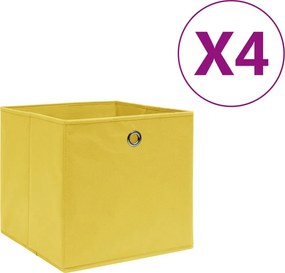 vidaXL Úložné boxy 4 ks netkaná textilie 28 x 28 x 28 cm [325188] Barva: Žlutá