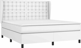 Box spring postel s matrací bílá 180x200 cm umělá kůže 3129046