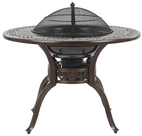 Kulatý zahradní stůl s grilem ⌀ 105 cm hnědý MANFRIA Beliani
