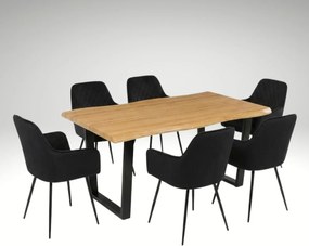 Vikio Jídelní set pro 6 osob 160x90 cm dub noha U černá židle s područkami VJS166-6C