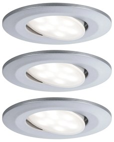 Paulmann 99933 Calla, set kulatých výklopných bodovek v úpravě kartáčovaný hliník, 3x5,2W LED 4000K, stmívatelné, prům.9cm, IP65