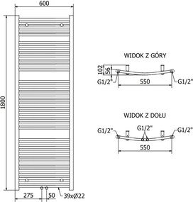 Mexen Ares elektrický radiátor 1800 x 600 mm, 900 W, antracit - W102-1800-600-2900-66