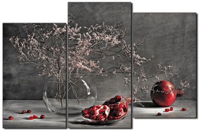 Obraz na plátně - Zátiší - větev a granátové jablko 1274QD (105x70 cm)