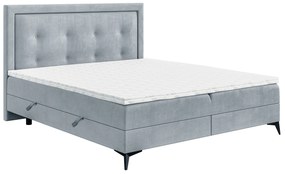 Manželská postel Boxspring 180 cm Hygga (světlomodrá) (s matrací a úl. prostorem). 1043384