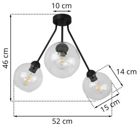 Stropní svítidlo Haga Trio, 3x transparentní skleněné stínítko