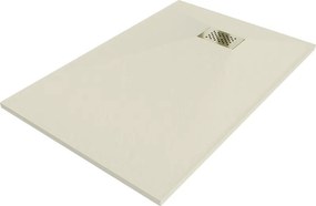 Mexen Hugo, obdélníková sprchová vanička, SMC, 100x80cm, béžová, zlatá krytka, 42698010-G