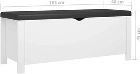 Úložný box s poduškou bílá 105 x 40 x 45 cm kompozitní dřevo 326768