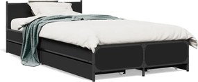 Rám postele se zásuvkami černý 75 x 190 cm kompozitní dřevo 3279972