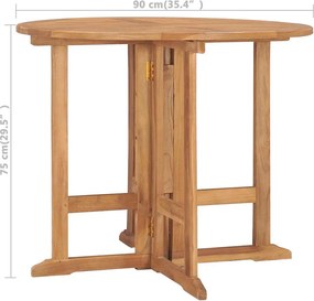 Skládací zahradní jídelní stůl Ø 90 x 75 cm masivní teak 315446