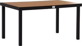 Zahradní stůl Outsunny pro 6 osob, jídelní stůl z hliníku, zahradní nábytek, lounge nábytek, snadno udržovatelný plast, přírodní + černá 140 x 90 x 74