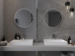 Mexen Loft, kulaté koupelnové zrcadlo 60 cm, barva rámu bílá, 9850-060-060-000-20
