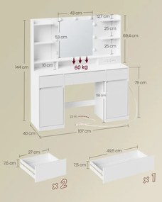 Toaletní stolek se zrcadlem a LED osvětlením RDT142WB02
